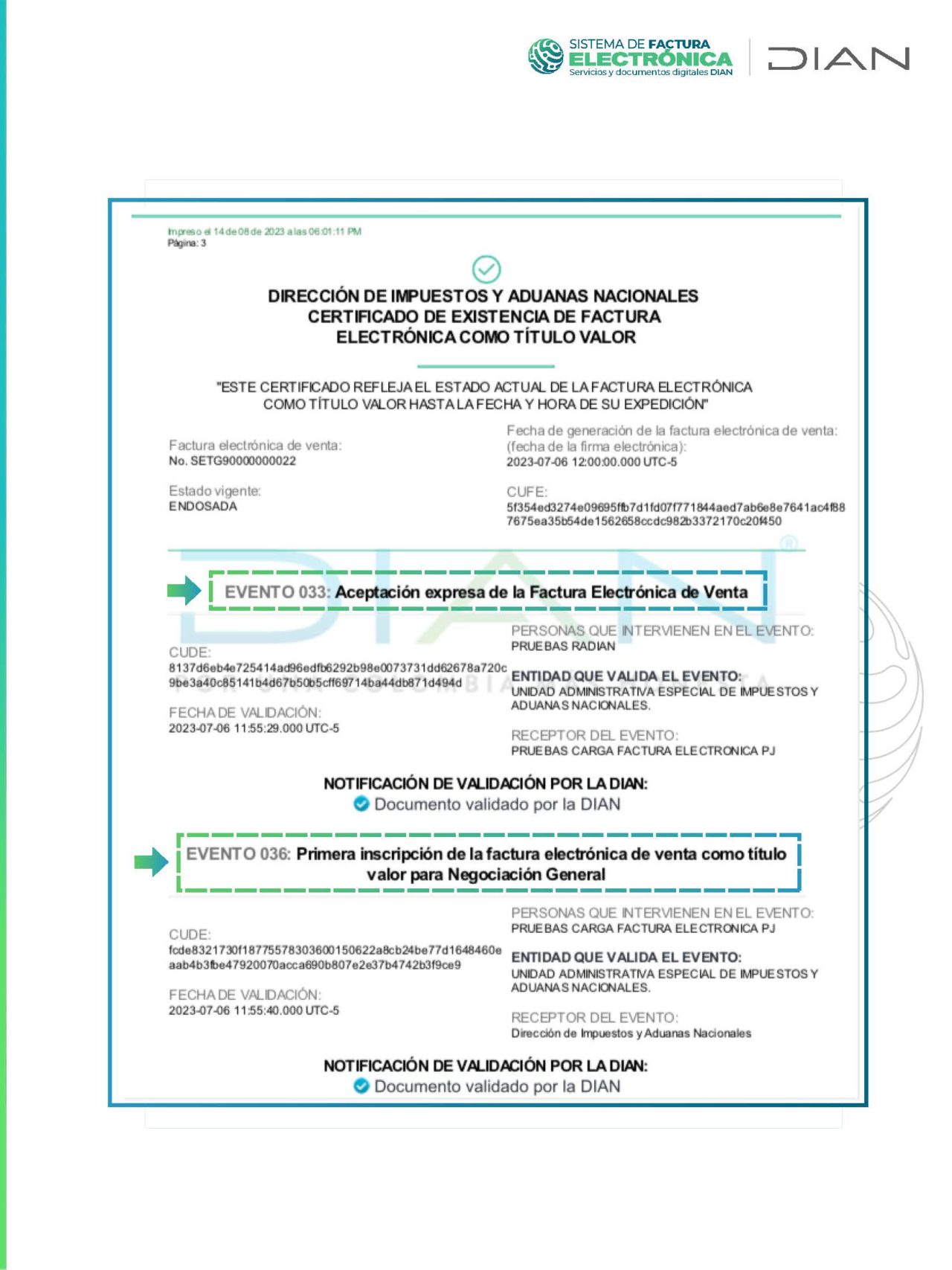 Consulta eventos RADIAN